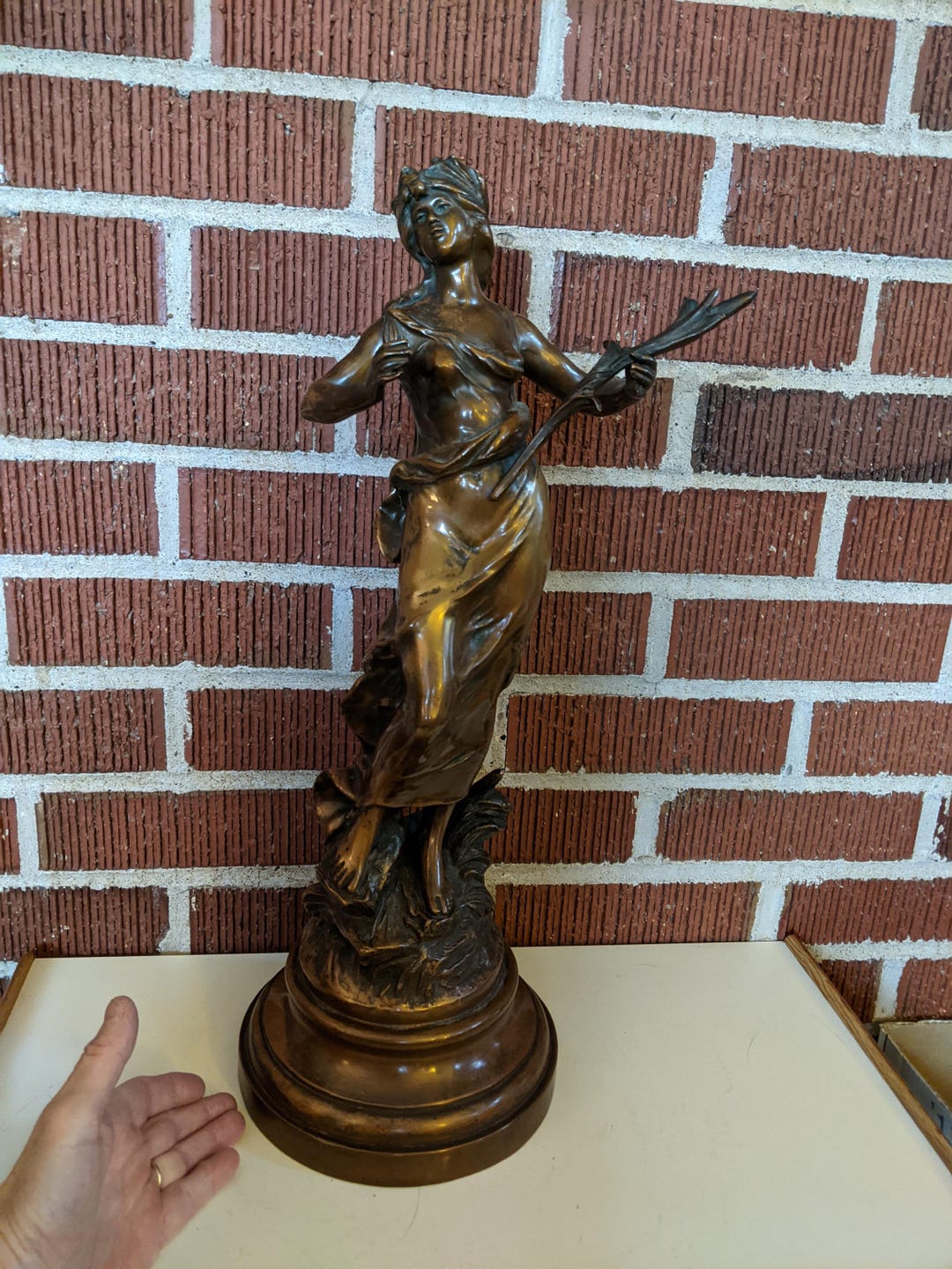 Vintage Large 20" Cast Metal Clock Topper Statue of Beautiful Woman ...
