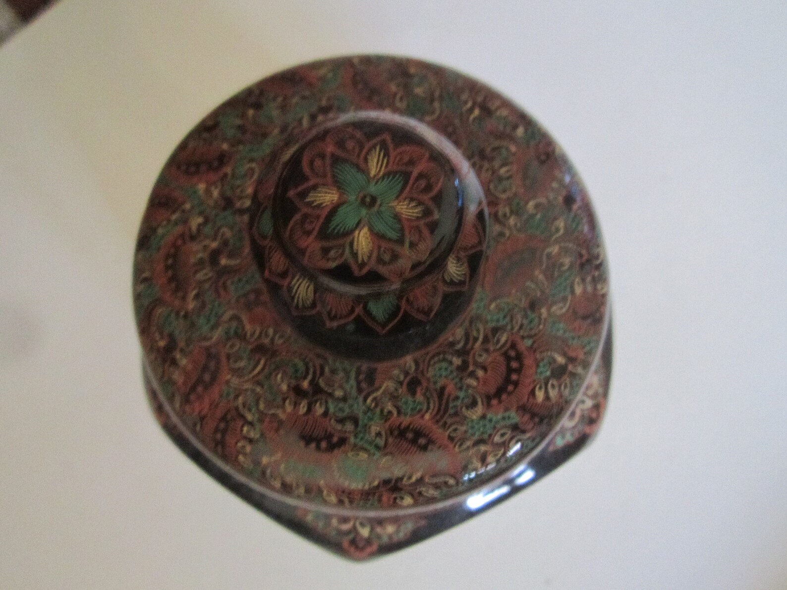 Vintage Perfect Black Lacquer Box Jar With Elaborate Design - Etsy