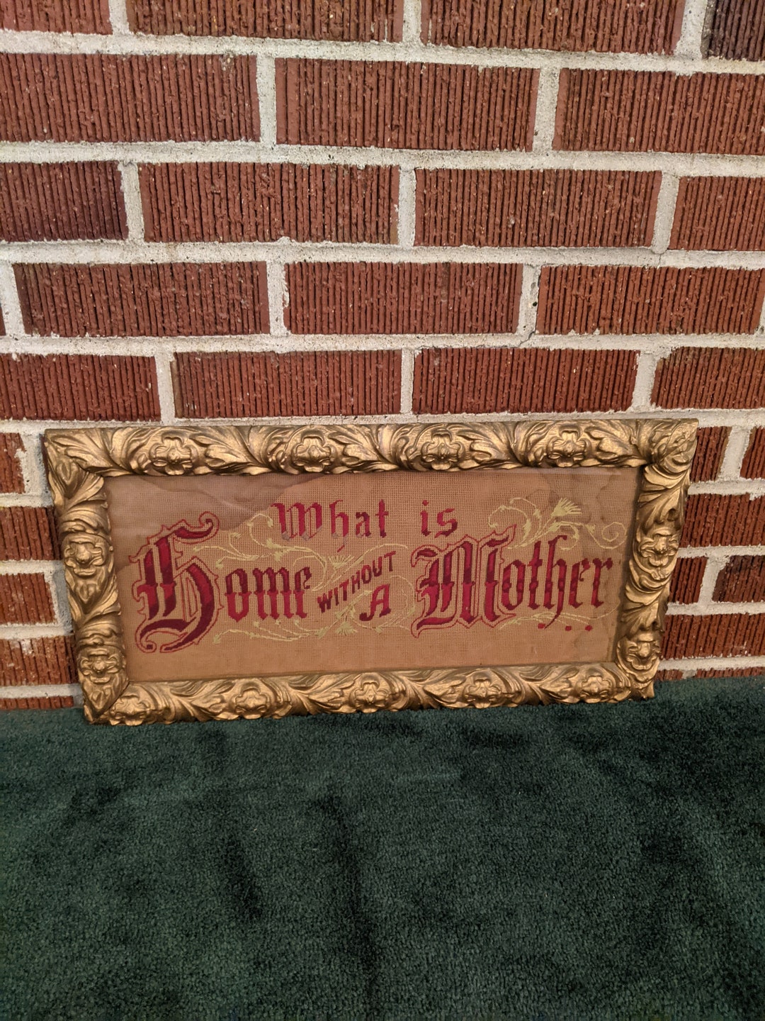 Antique Victorian Beautiful Framed Embroidery Motto "friendship Love ...
