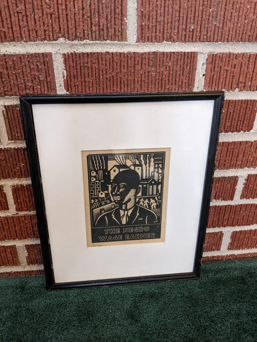 Vintage Framed Dated 1938 Woodcut Print "the Negro Wage Earner" by ...