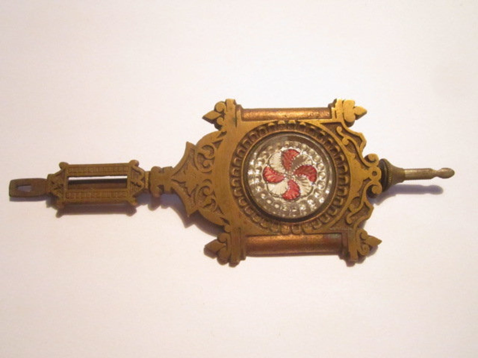 Antique 19c Ornate Metal Mantel Clock Pendulum With Glass Insert - Etsy