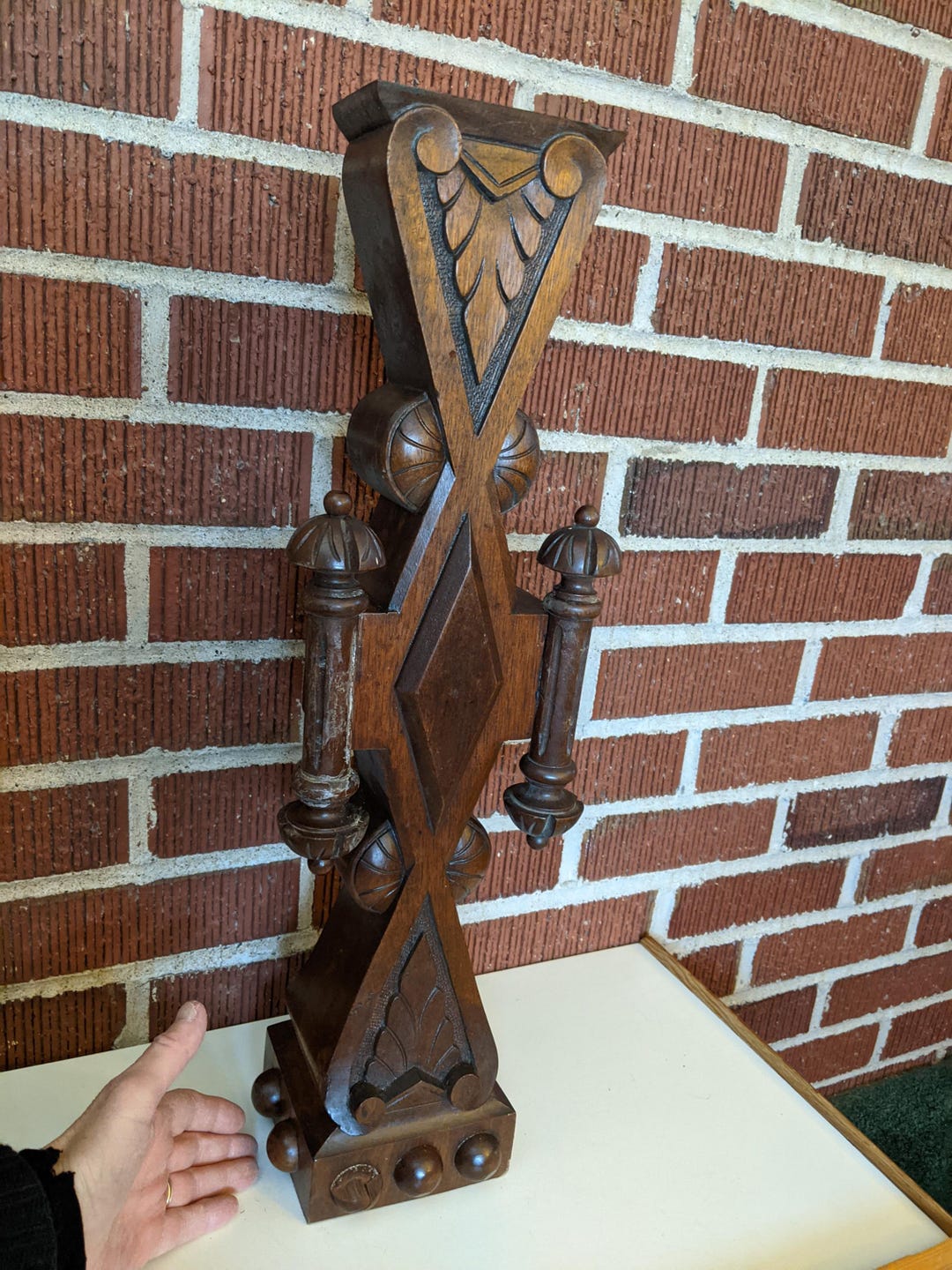 Antique Elaborate Carved Walnut 21" Column Support Salvaged From Pump ...