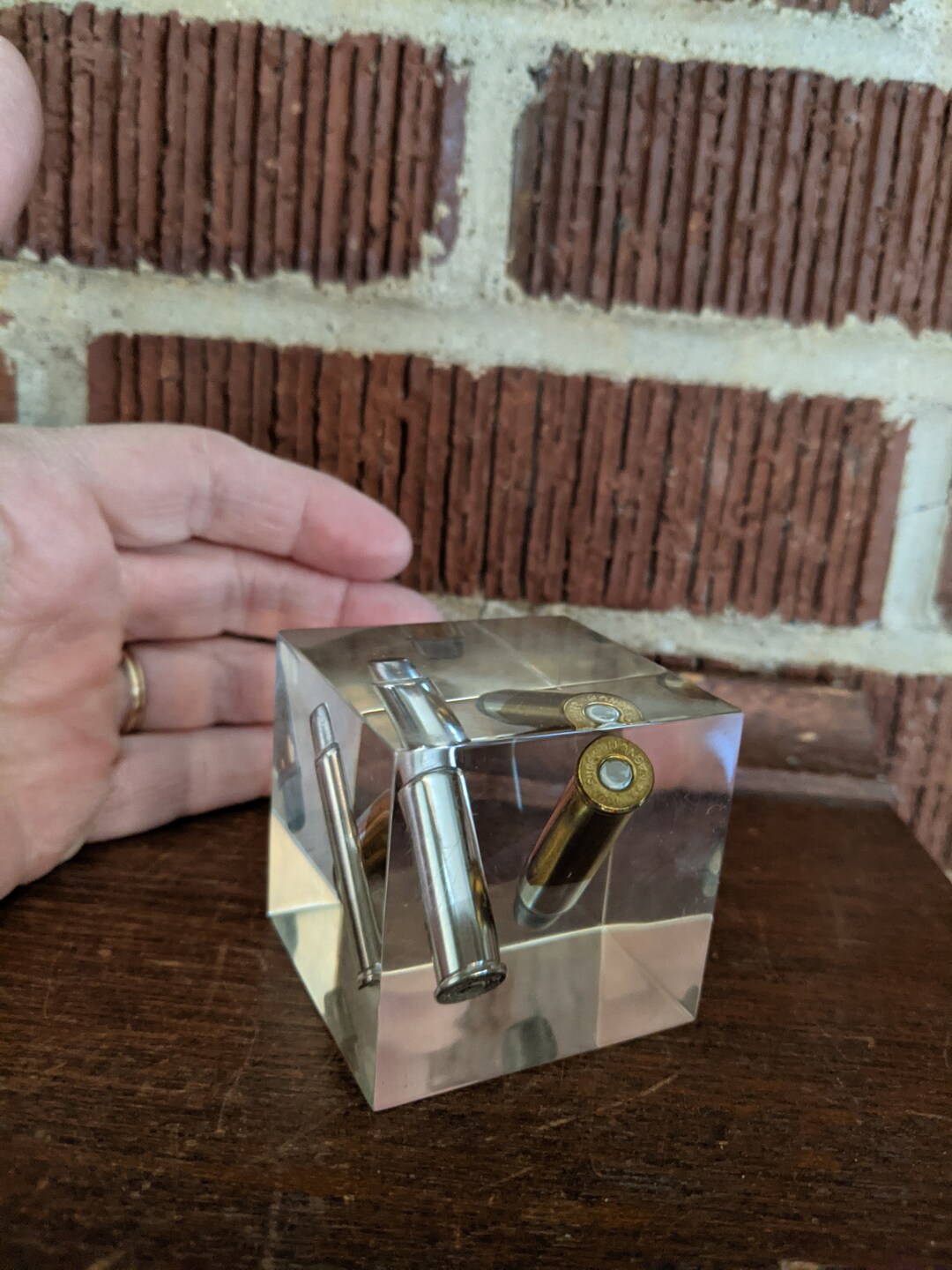 Vintage Lucite Cube Paperweight With Encased Bullet Shells - Etsy