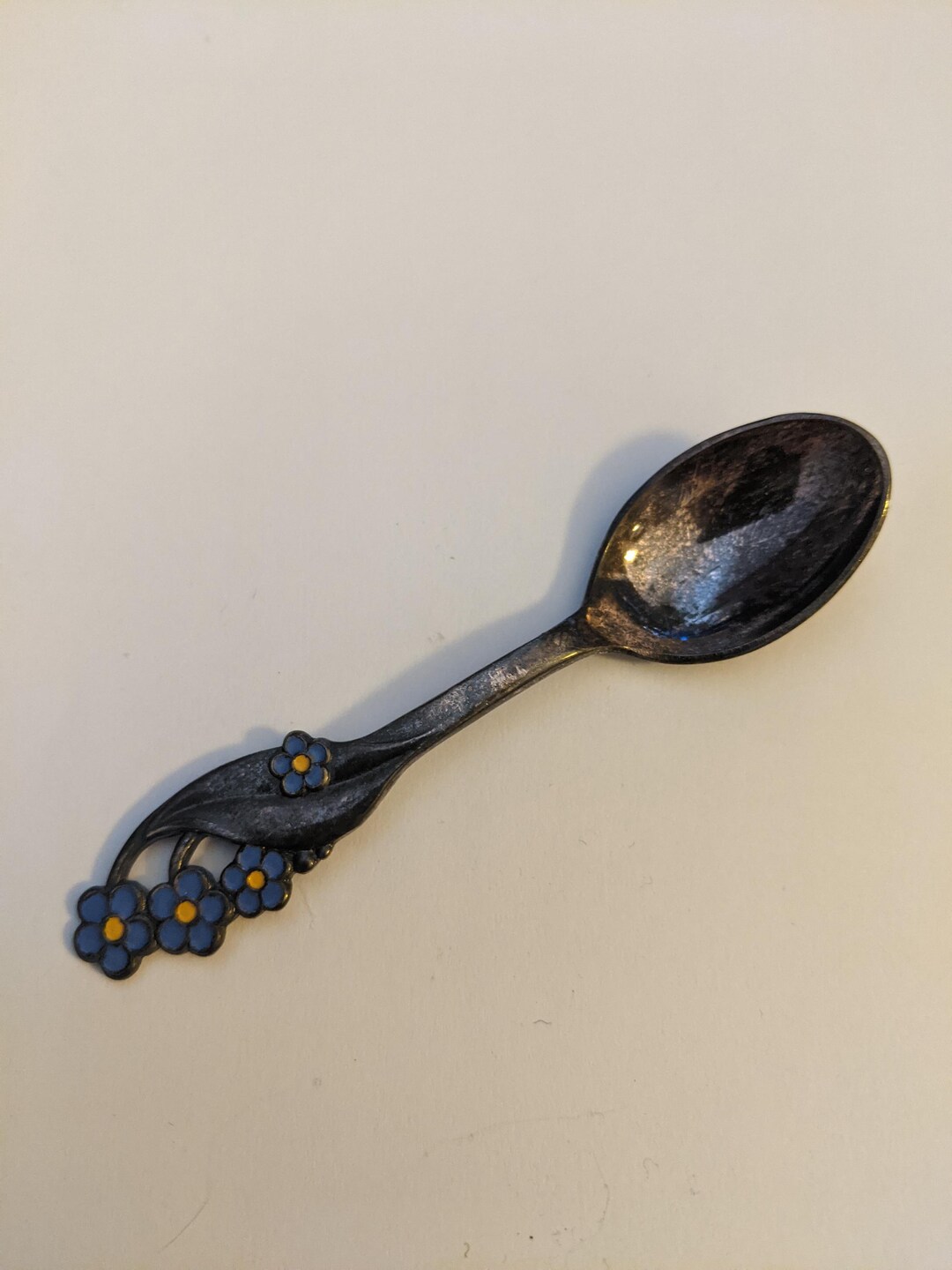 Vintage Meka Denmark Little Silverplate Spoon With Enamel Forget Me Not ...