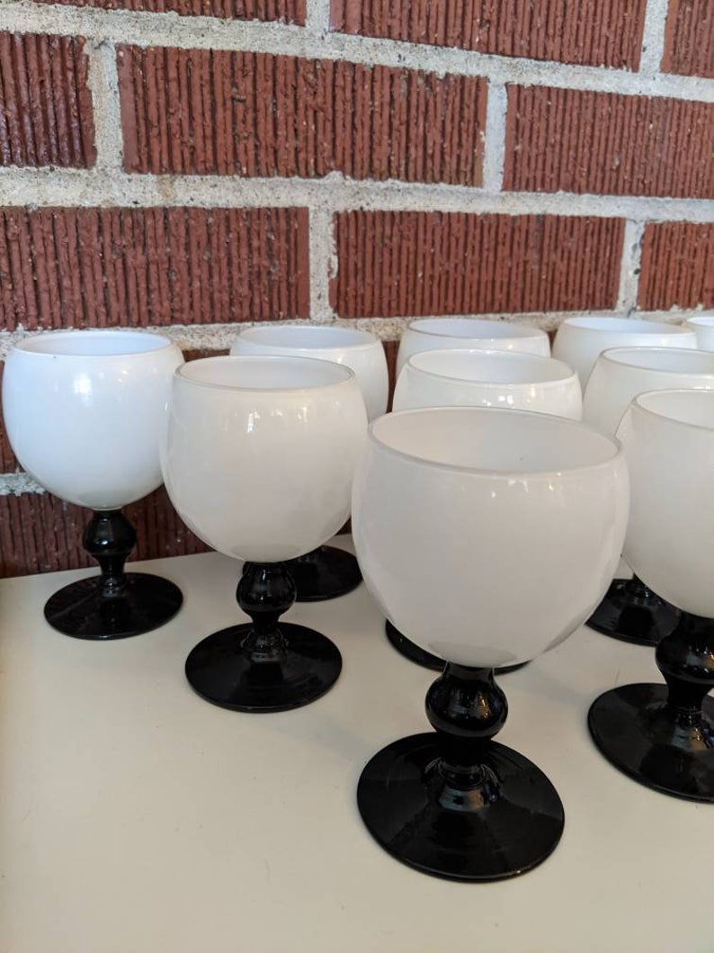 Vintage 1960s/70s Mod Morgantown Glass Ebony and White - Etsy