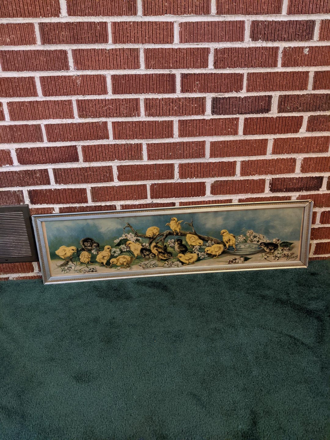 Antique 1910s Signed 38x10 Framed Yard Long Print of Chicks - Etsy