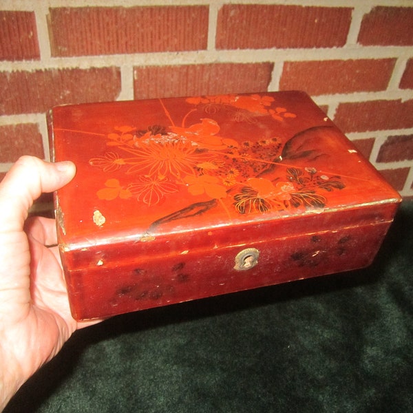 Antique Japanese Red Lacquer Box - Etsy