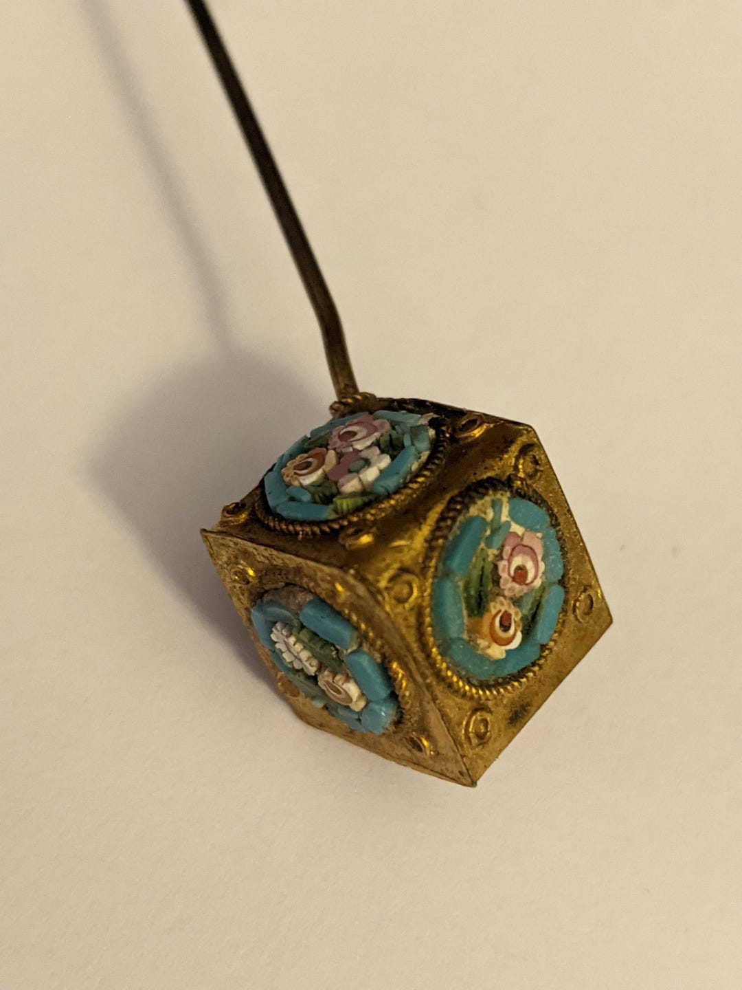Antique Edwardian Micro Mosaic Cube Hat Pin - Etsy
