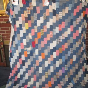 Antique Circa 1900 Primitive Blue Scrap Patchwork Winter Weight Quilt ...