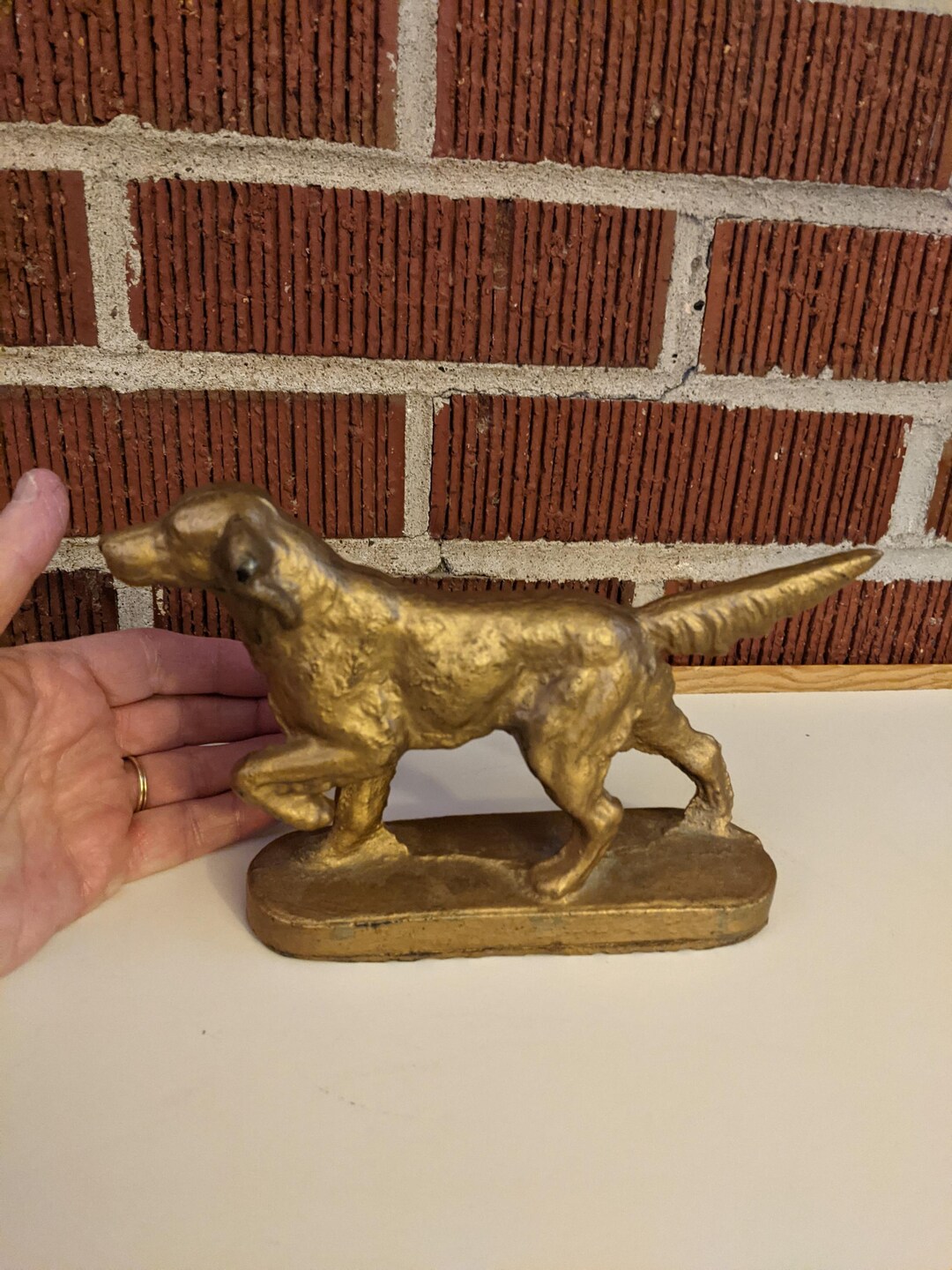 Vintage Cast Iron English Irish Setter Hunting Dog Figural Bookend Door ...