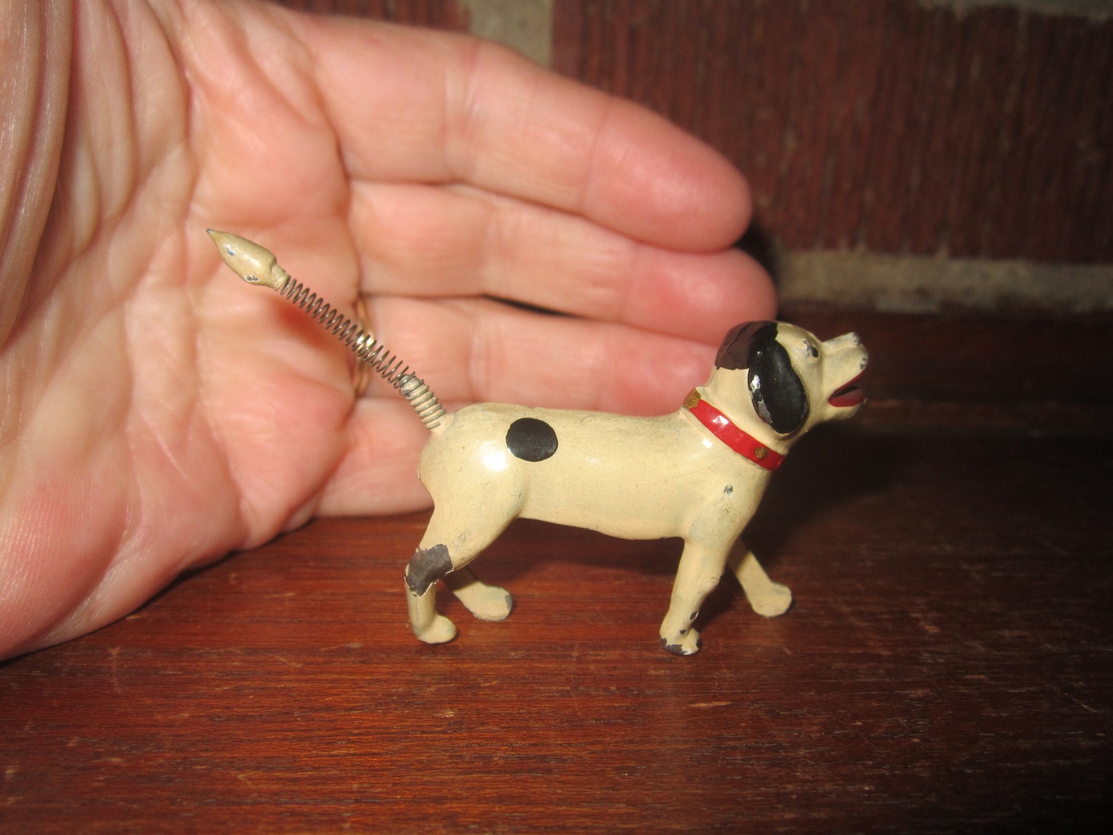 Antique Adorable Little Metal Dog Figure with Spring Tail | Etsy