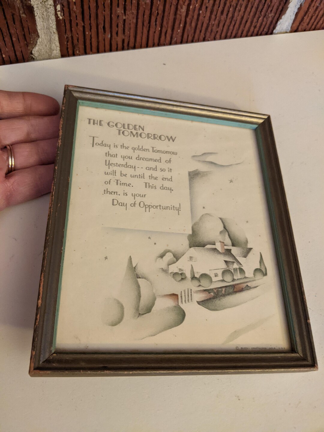 Vintage 1920s Framed Buzza Motto Inspirational Print "the Golden ...
