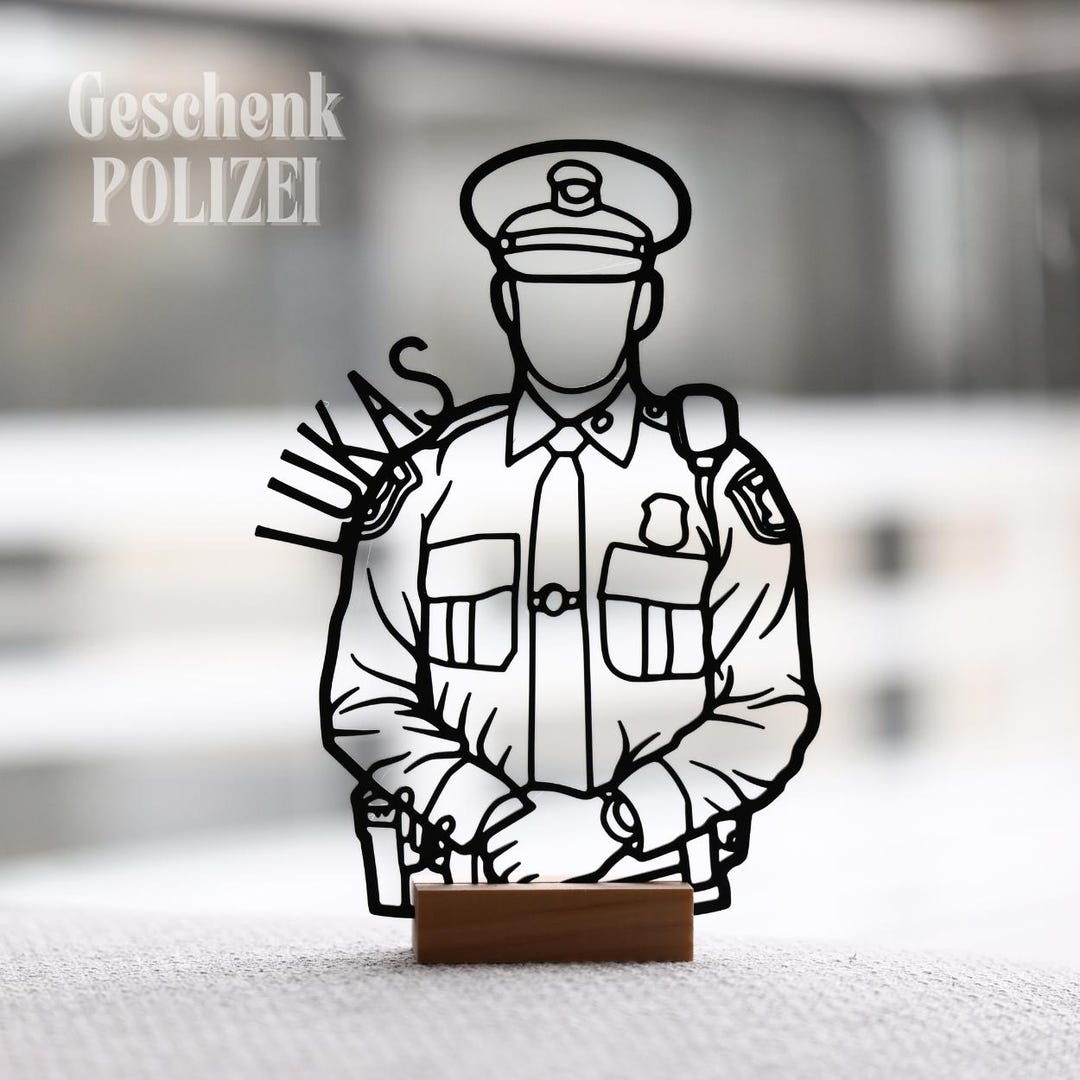 Police Stand With Name – Line Art Policeman Decoration – Gift for ...