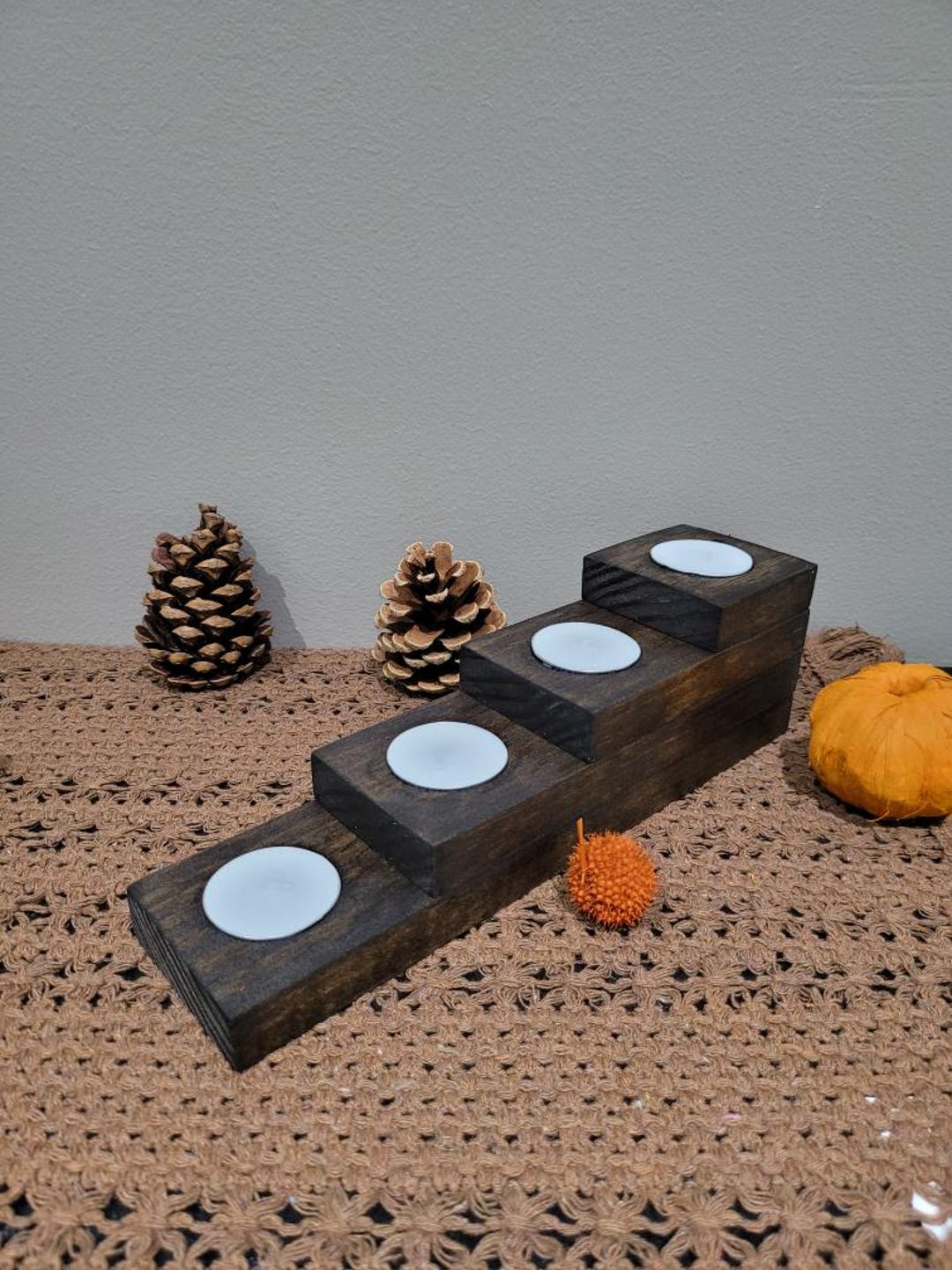 Stackable Rustic Candle Holder Wood Tealight Holder - Etsy