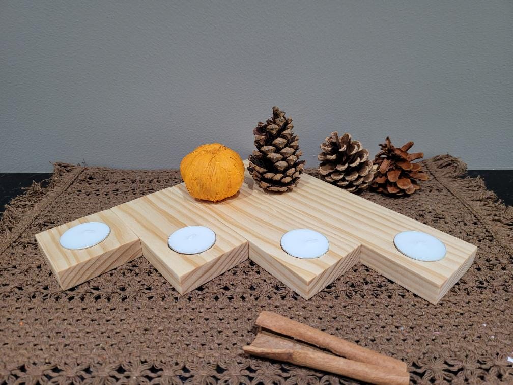 Stackable Rustic Candle Holder Wood Tealight Holder - Etsy