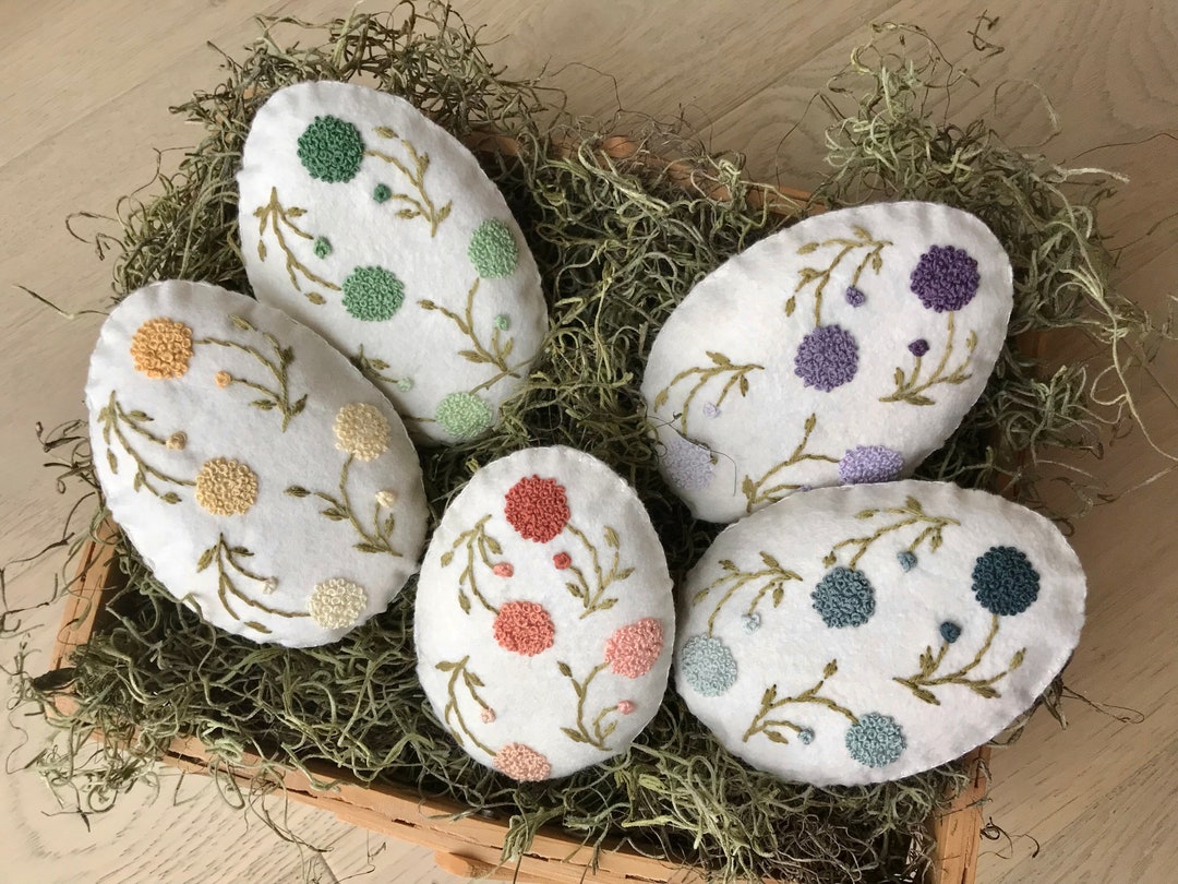 Hand Embroidered Easter Egg Bowl Fillers /spring Decoration - Etsy