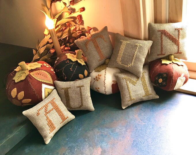 AUTUMN Shelf Sitters /fall Mantle Decor /hand Stitched Mini Pillows ...