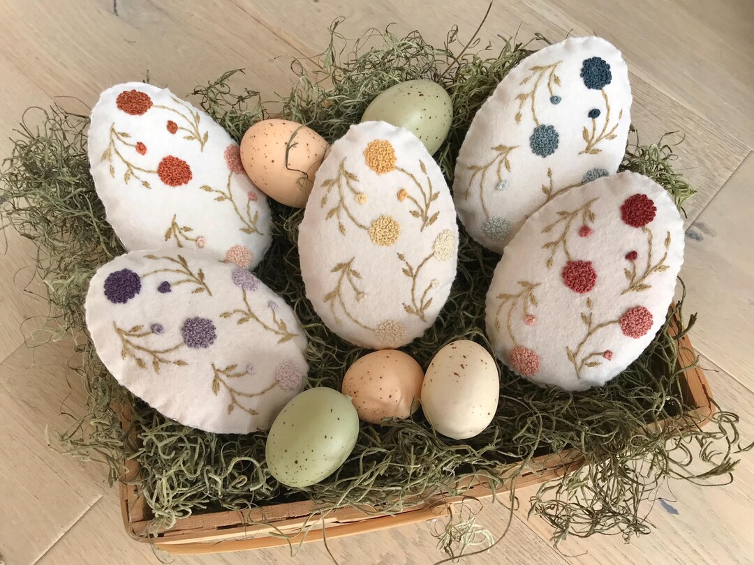 Hand Embroidered Easter Egg Bowl Fillers /spring Decoration - Etsy