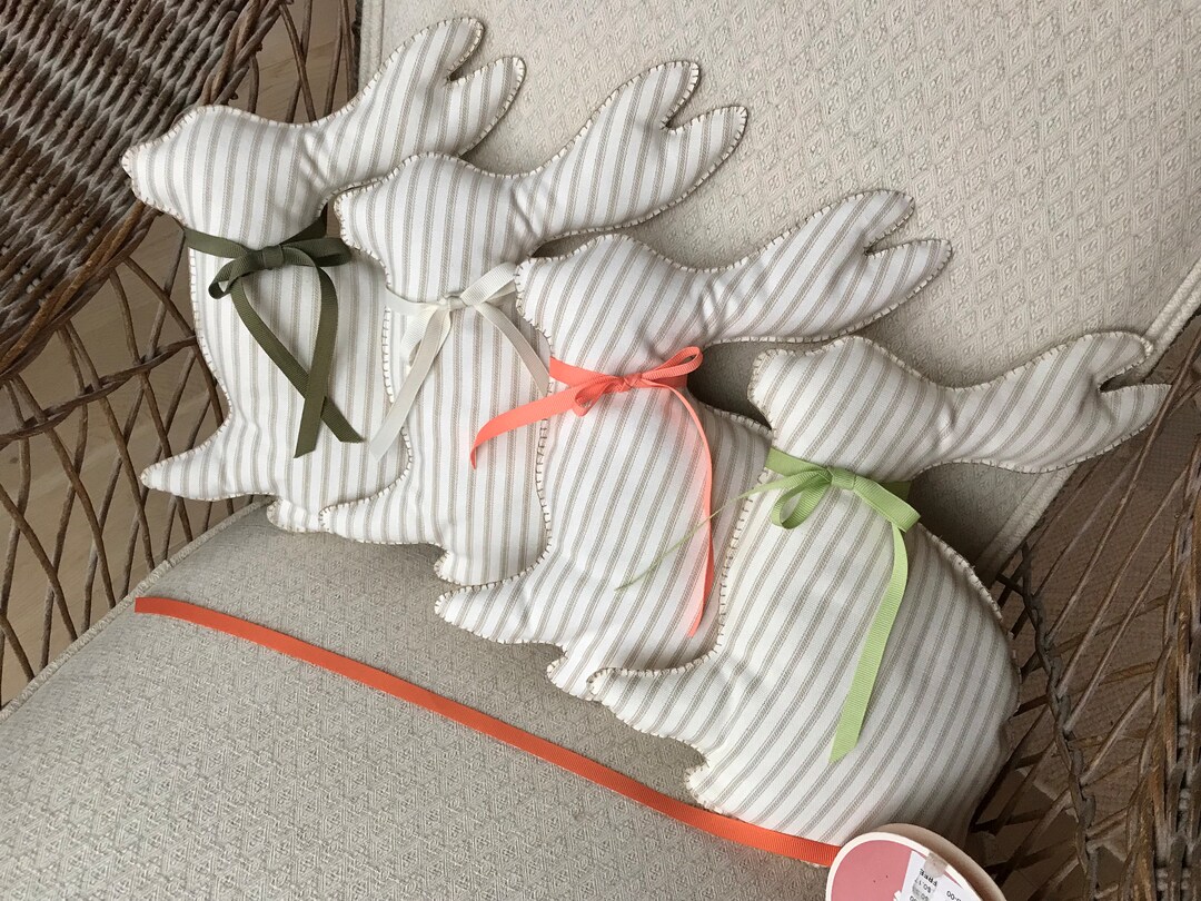 Farmhouse Easter Bunny/ Hand Stitched Ticking Fabric Rabbit/easter ...