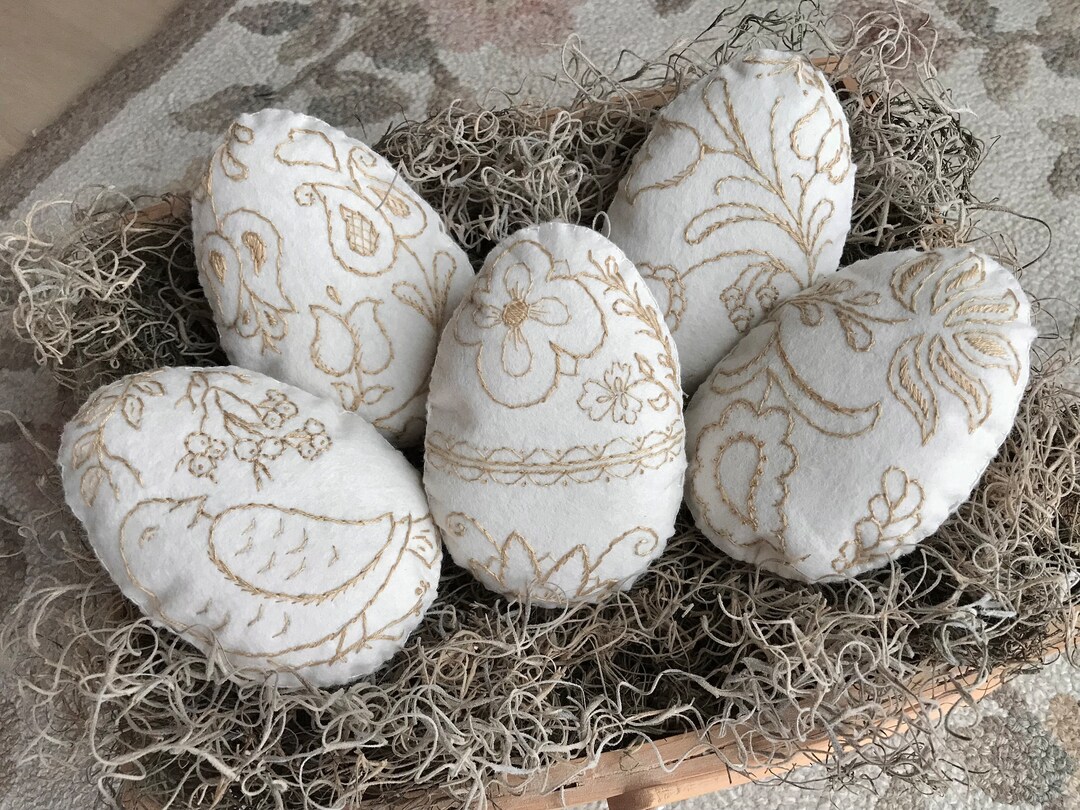 Hand Embroidered Easter Eggs /easter Bowl Fillers - Etsy