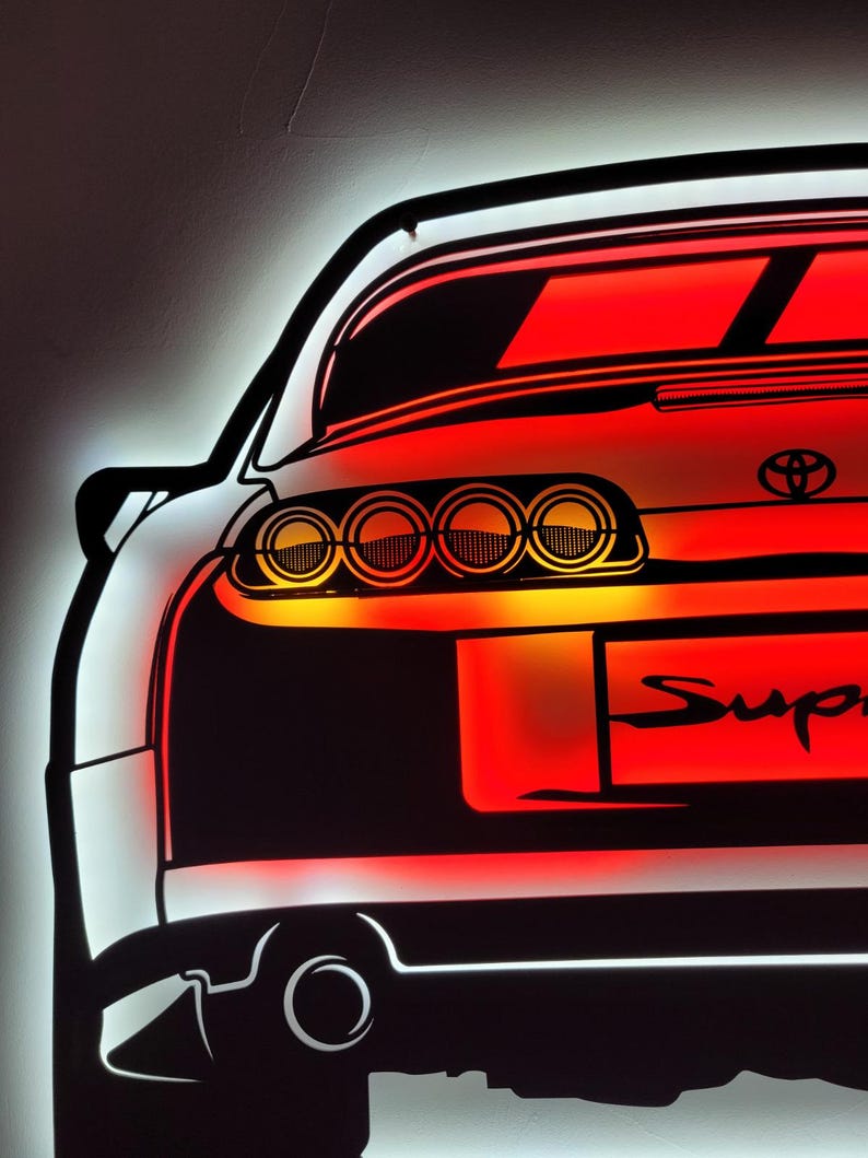 Toyota Supra Mk4 LED Metal Wall Art – JDM Sports Car Garage Decor - Etsy