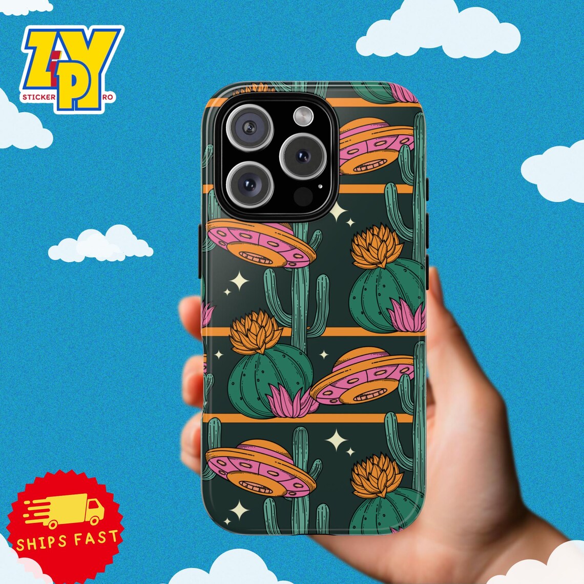 Alien Phone Case,vintage Cactus Case, Cute Alien UFO Phone Cover, Space ...