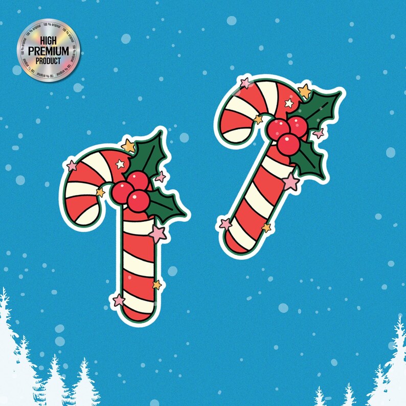 Candy Cane Sticker, Christmas Sweets Sticker, Journal Stickers, Holiday ...