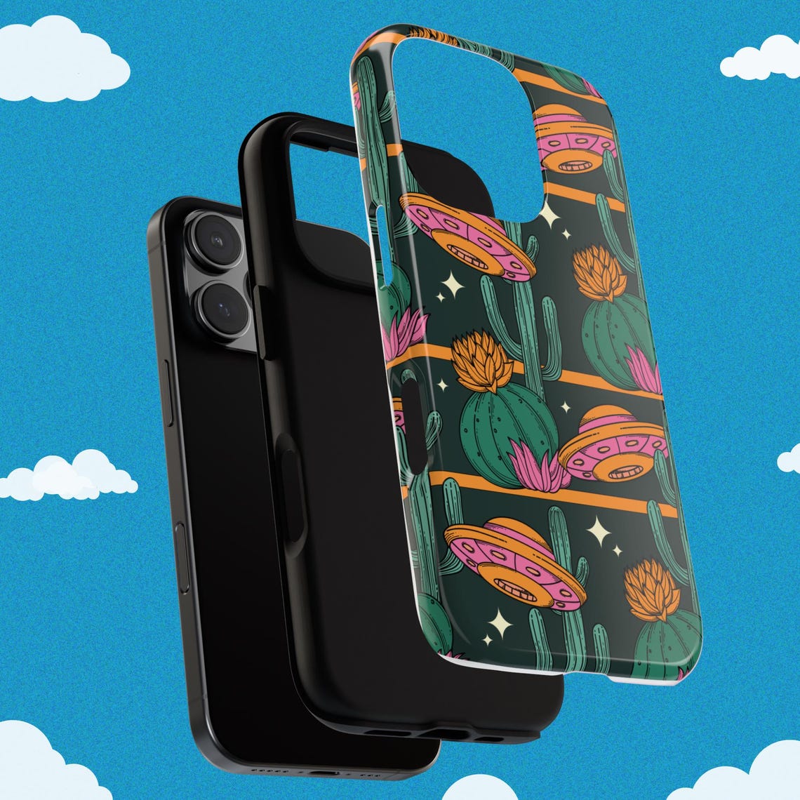 Alien Phone Case,vintage Cactus Case, Cute Alien UFO Phone Cover, Space ...