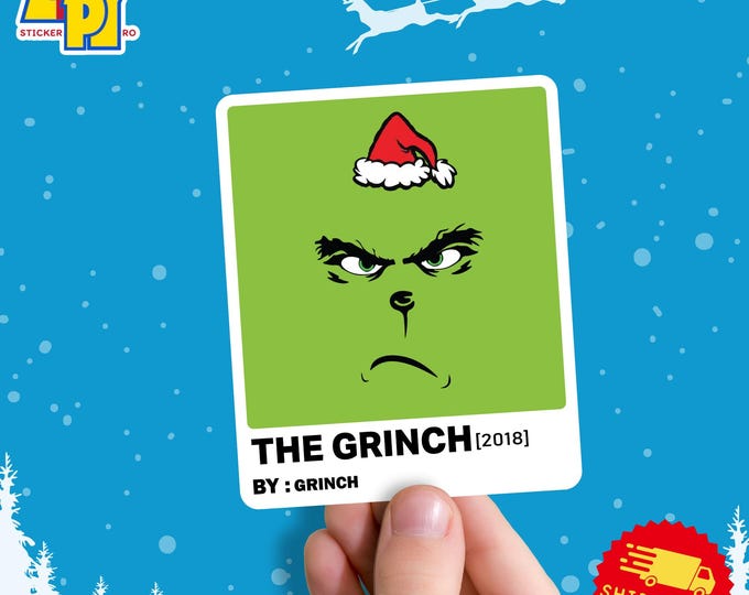 Baby Grinch Sticker, Cute Cartoon Character, Christmas Sticker, Funny ...
