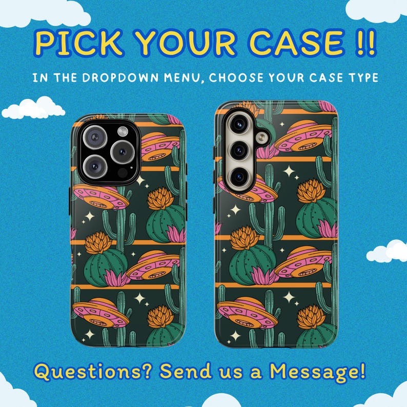 Alien Phone Case,vintage Cactus Case, Cute Alien UFO Phone Cover, Space ...