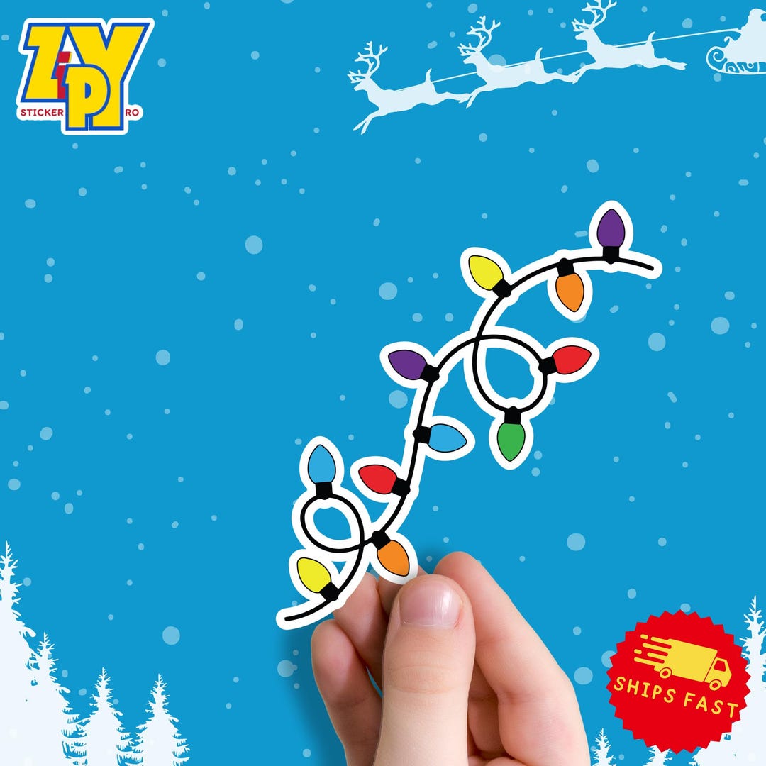 Christmas Lights Sticker, Cute Christmas Sticker, Stocking Stuffer ...