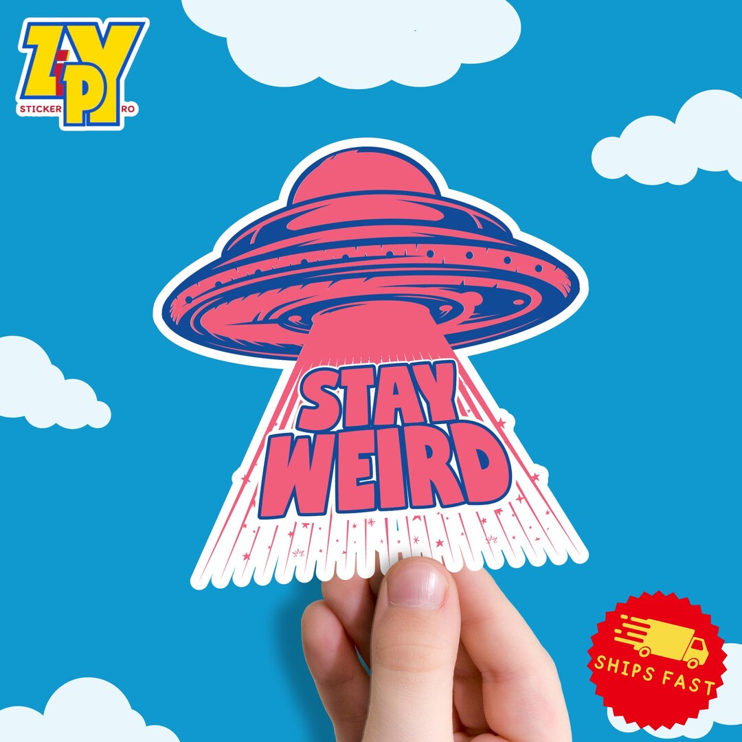 UFO Stay Weird Sticker, Alien Vinyl Decal for Water Bottles, Laptops ...