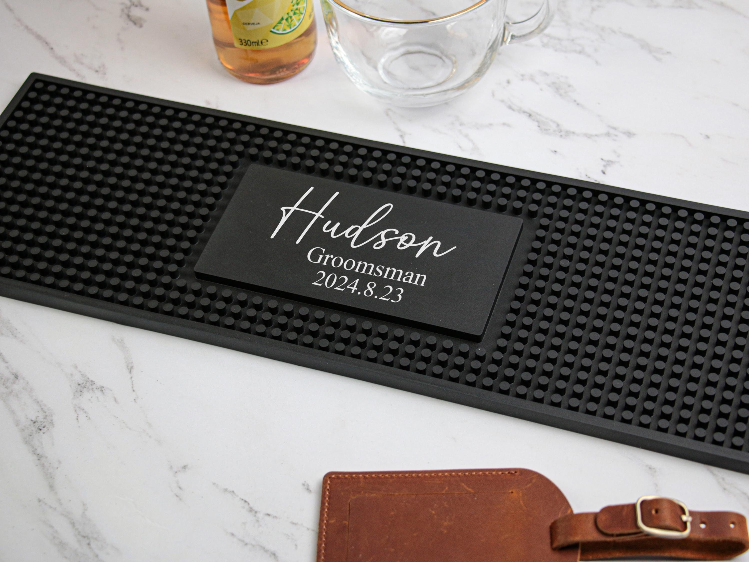 Personalized Leather Bar Mat, Custom Bar Runner, Coffee Bartender Mat ...