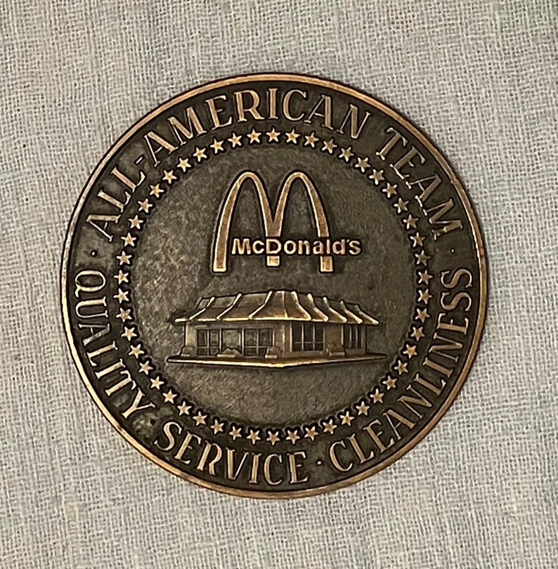Vintage Mcdonald's All American Team Quality Service Cleanliness Award ...