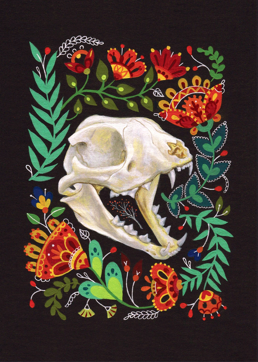 Cat Skull Wall Art Print Framed or Unframed - Etsy