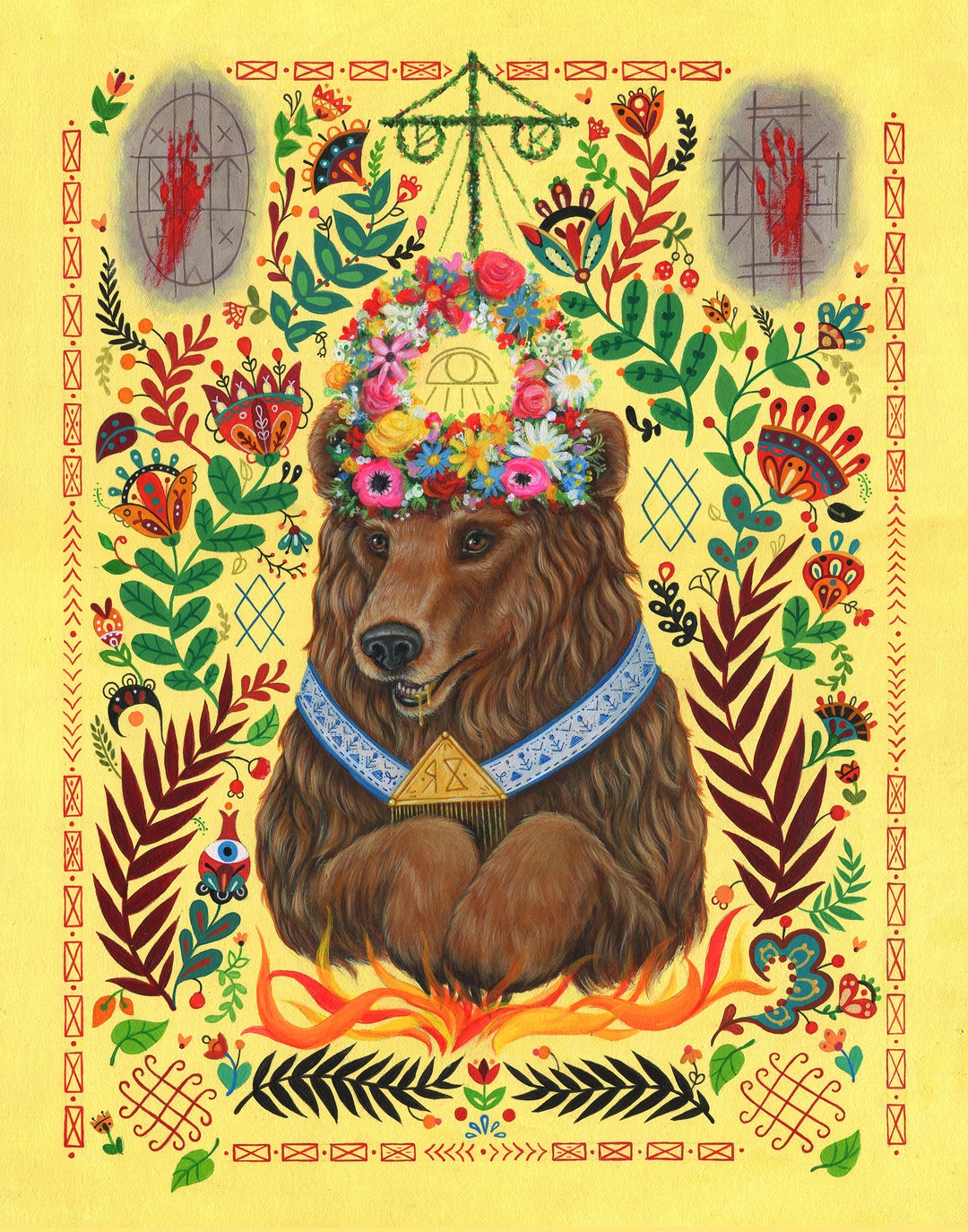 Midsommar May Queen Bear Wall Art Print Framed or Unframed - Etsy