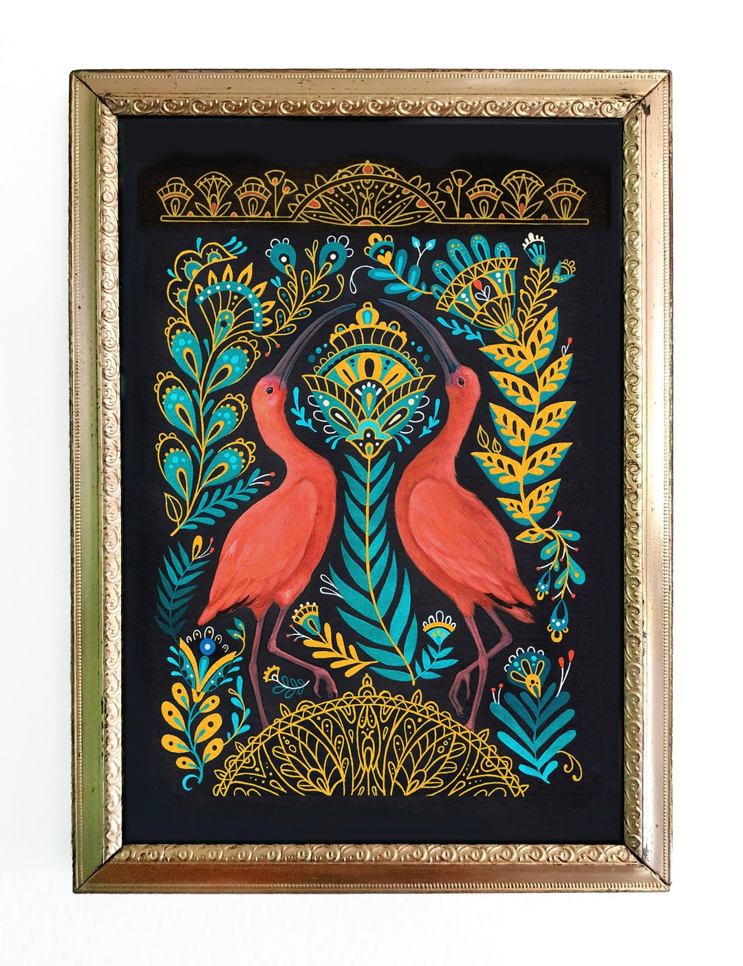 Scarlet Ibis Wall Art in Vintage Frame Decor - Etsy
