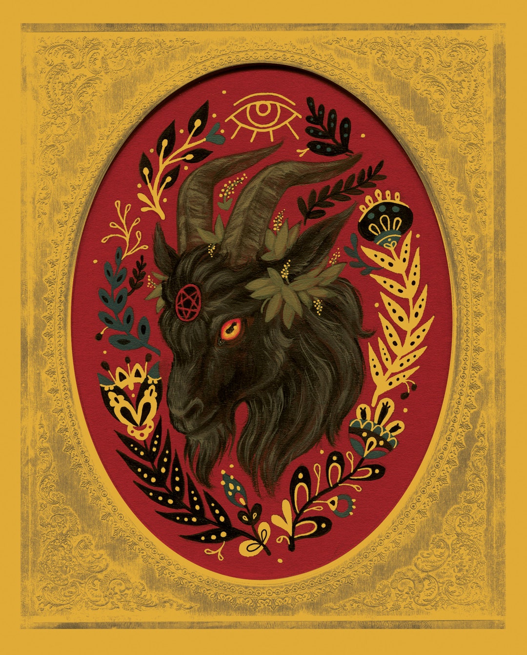 Black Phillip Goat the Witch Metallic Gold Wall Art Print Framed or ...