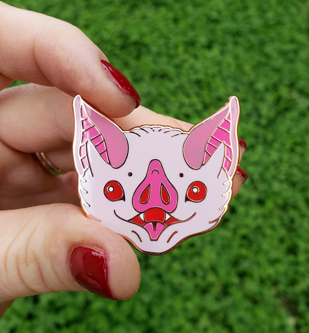 Pink Bat Hard Enamel Pin - Etsy