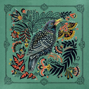 Starling Folk Art Wall Art Print Framed or Unframed - Etsy
