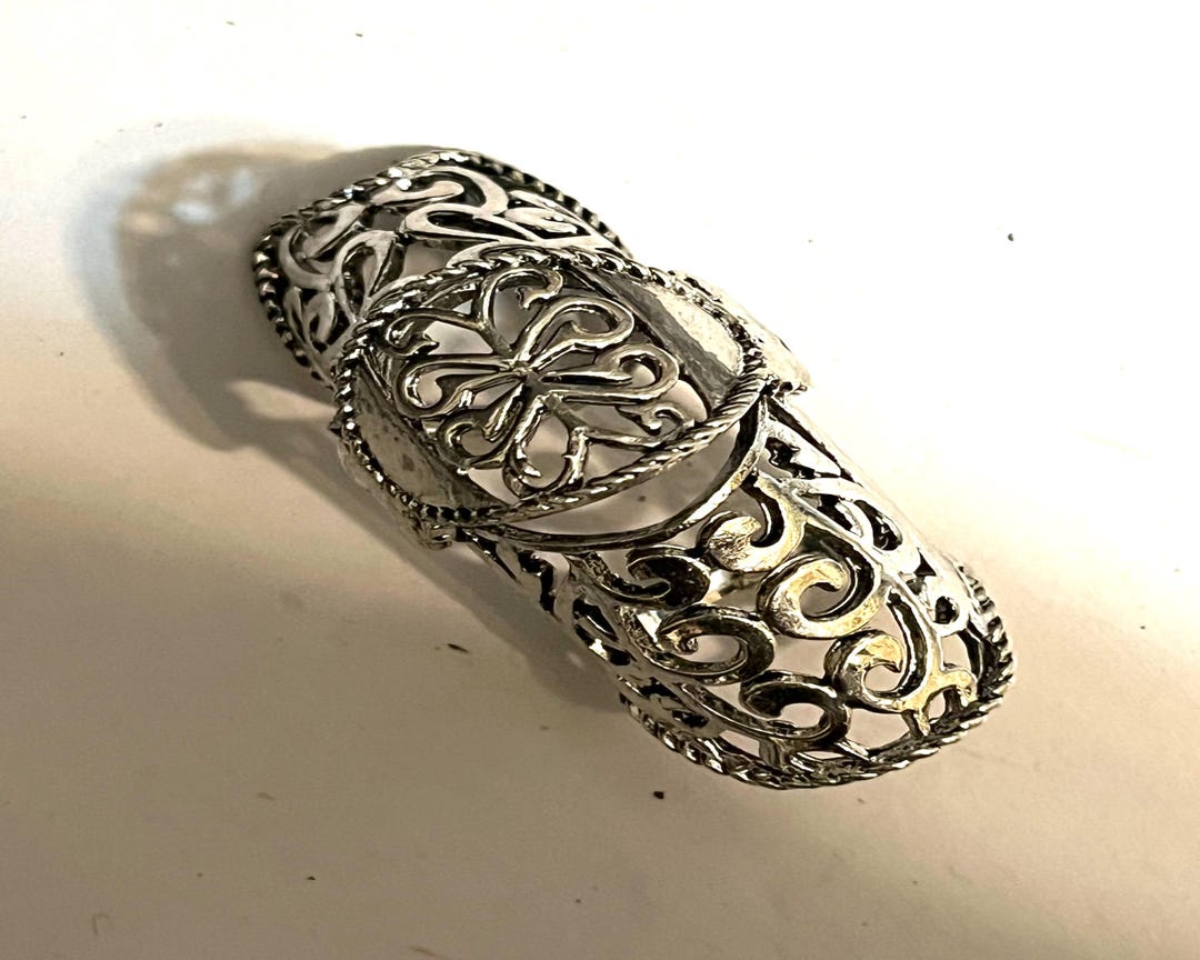 Knuckle Armor Ring Articulating Steel Vintage Collectable Full Finger ...