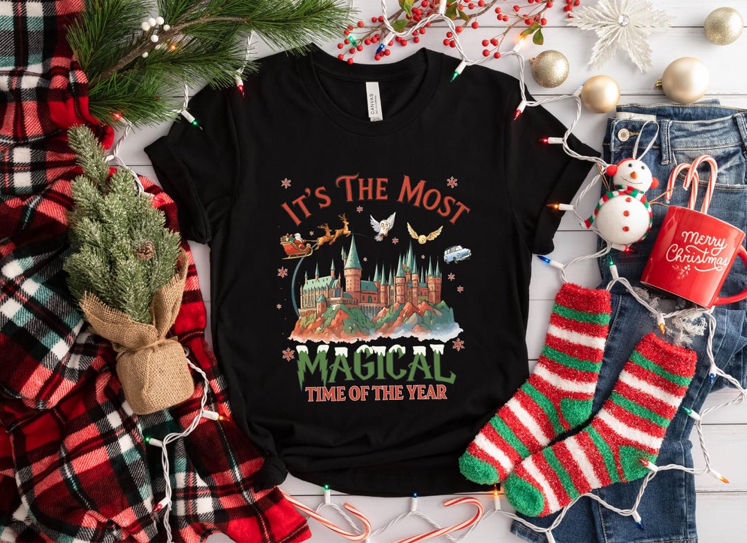 Magical Christmas Shirt, Wizard Castle Holiday Tee, Fantasy Xmas Gift ...