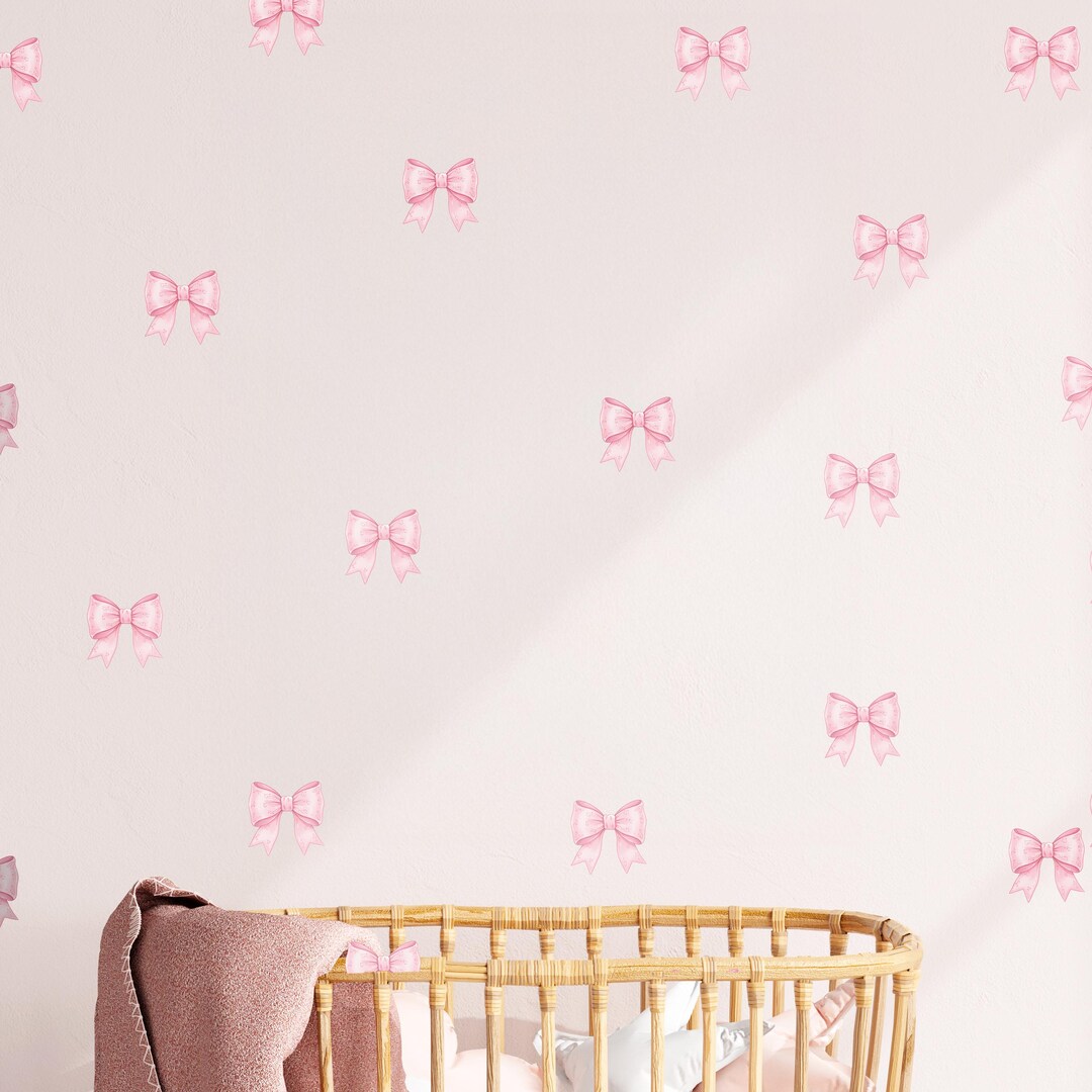 Cute Pink Bow Wall Decals, Girls Nursery Wall Decor, Reusable ...