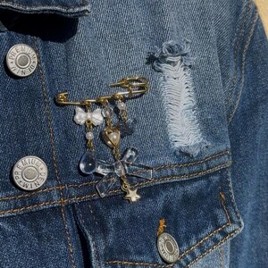 Blue and Gold Butterfly Star Safety Pin Keychain - Etsy