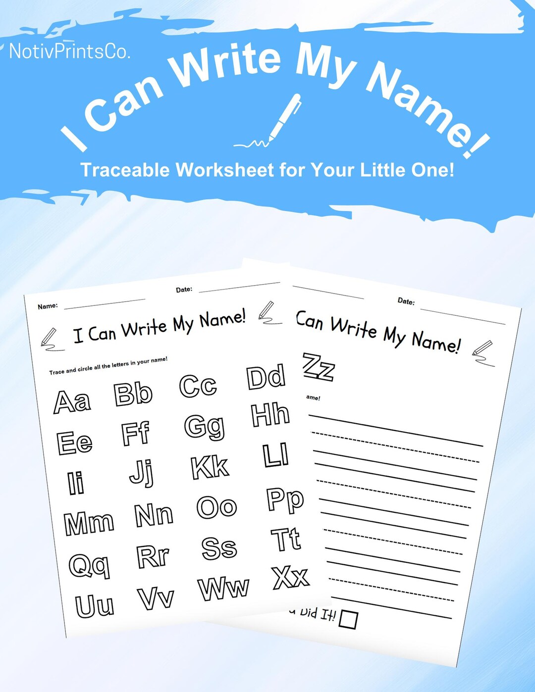 I Can Write My Name! (printable Trace and Write Activity Sheet) - Etsy