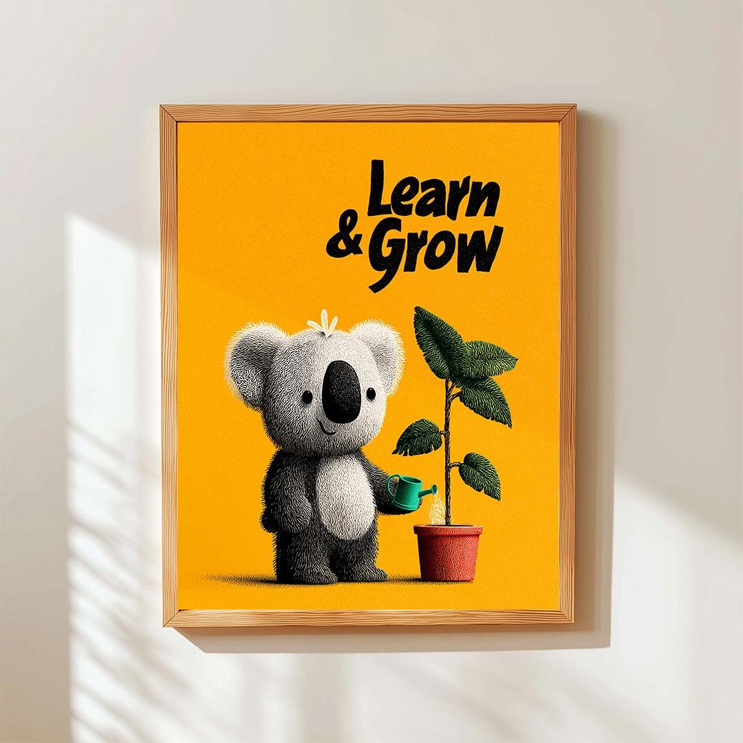 Learn and Grow – Cute Koala Classroom Poster | Motivational Wall Art ...