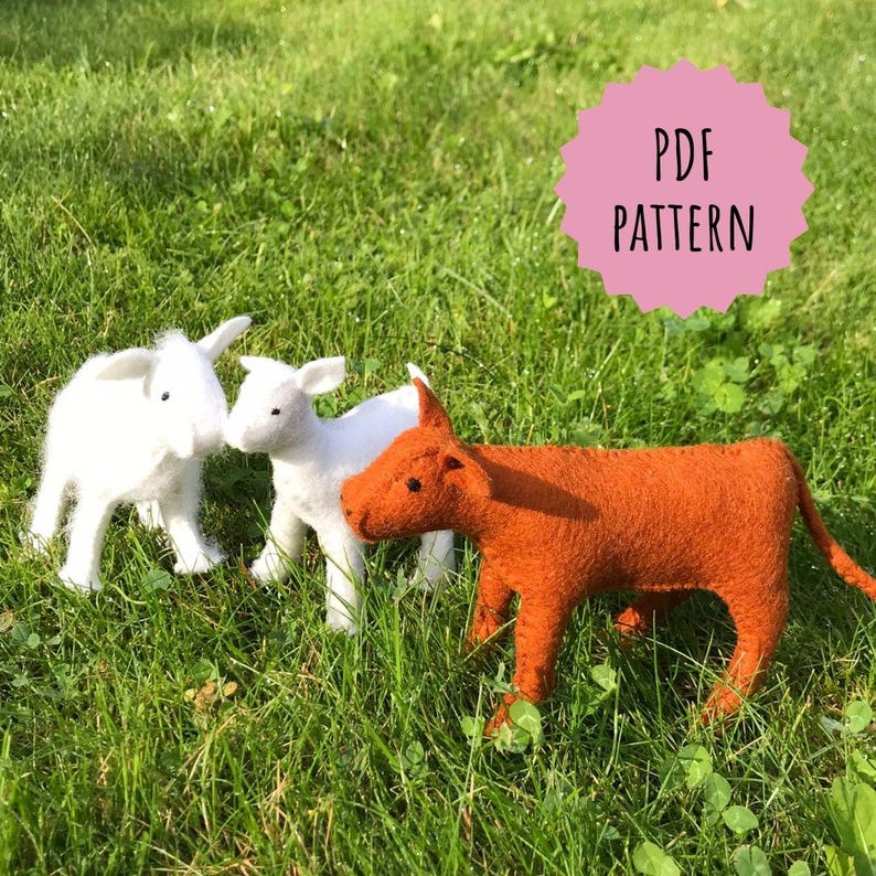 Felt Cow and Calf Sewing Pattern: DIY Waldorf Farm Animal Toy (PDF ...