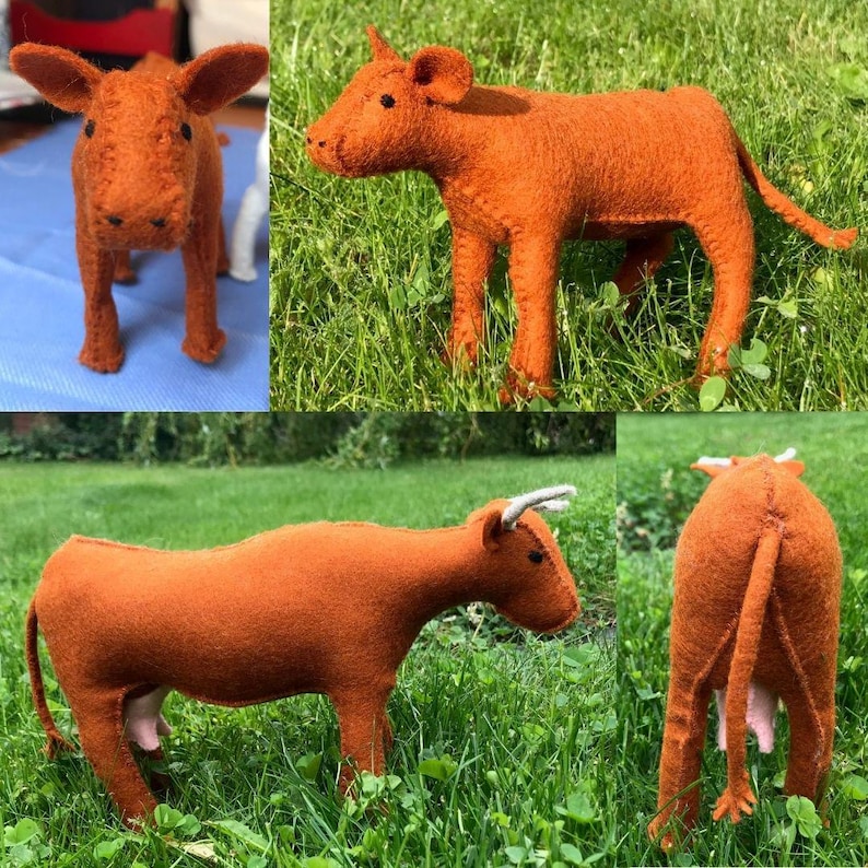 Felt Cow and Calf Sewing Pattern: DIY Waldorf Farm Animal Toy (PDF ...