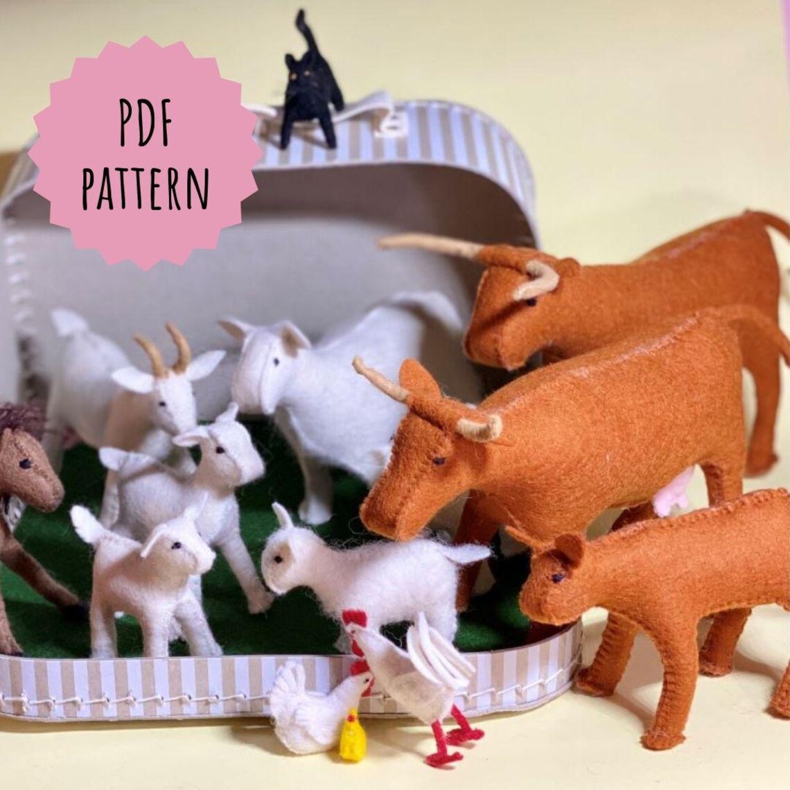 Felt Cow and Calf Sewing Pattern: DIY Waldorf Farm Animal Toy (PDF ...