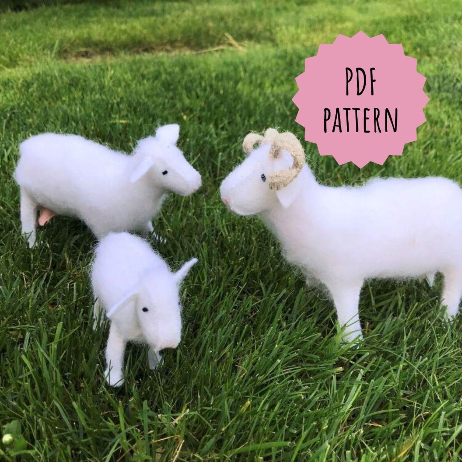 Sheep, Ram & Lamb Sewing Pattern - Easy Step-by-step Wool Felt Craft ...